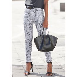 Lascana Damen 7/8-Jeggings "aus weichem Stretch-Denim", schwarz-wei&szlig;, Gr. 34, bedruckt, Denim/Jeans, Obermaterial: 67% Baumwolle, 29% Polyester, 4%