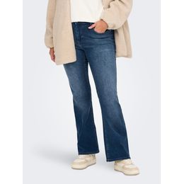 Only CARMAKOMA Damen Bootcut-Jeans "CARWILLY HW FLARED DNM TAI021 NOOS", blau, Gr. 52, unifarben, Denim/Jeans, Obermaterial: 92% Baumwolle, 6%