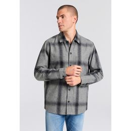 BOSS Orange Herren Langarmhemd "Locky", grau, Gr. XXXL, kariert, meliert, Web, Obermaterial: 50% Wolle, 50% Polyester. Futter: 100% Nylon, Hemden,