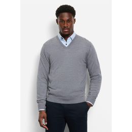 OLYMP Herren Strickpullover "OLYMP Casual Strick, Pullover", grau, Gr. L, 100% Schurwolle, Pullover