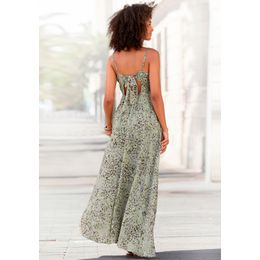 Lascana Damen Maxikleid "Cut-Out am R&uuml;cken aus leichter Webware mit Bl&uuml;mchendruck", bunt, Gr. 38, bedruckt, gebl&uuml;mt, Web, Obermaterial: 100% Viskose,