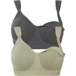 bonprix Damen Still-BH "Still BH ohne B&uuml;gel mit Baumwolle (2er Pack)", grau, Gr. 80, Obermaterial: 90% Baumwolle, 10% Elasthan. Futter: 90%