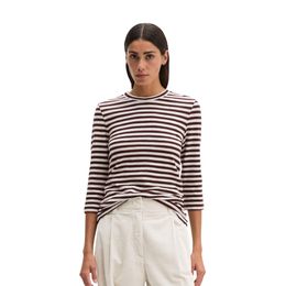 Marc O'Polo MARC O'POLO Damen T-Shirt "aus weichem Slub-Jersey", braun, Basic, Gr. XXS, gestreift, Obermaterial: 100% Baumwolle, Shirts