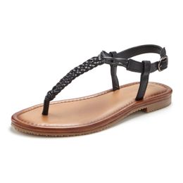 Vivance Damen Zehentrenner "Sandalette, Sommerschuh, Sandale, Ledersandale", Gr. 37schwarz, Obermaterial: 100% Schafsleder. Decksohle: 100%