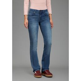 Arizona Damen Bootcut-Jeans "Shaping", blau, Basic, Gr. 22, Denim/Jeans, Obermaterial: 79% Baumwolle, 19% Polyester, 2% Elasthan, Jeans, bootcut,