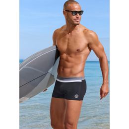 Chiemsee Herren Boxer-Badehose, schwarz, Gr. 4, unifarben mit Farbeinsatz, Recycling-Polyamid, Badehosen, mit farblich abgesetztem Bund
