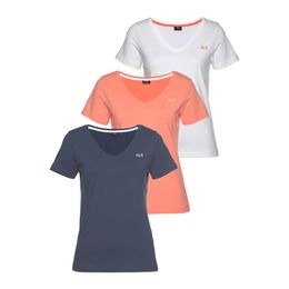 H.I.S. H.I.S Damen T-Shirt "Essential-Basics vielseitig kombinierbar", bunt, Basic, Gr. 48, bestickt, clean, unifarben, Obermaterial: 100% Baumwolle,