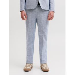 Jack & Jones Kinder Anzughose "JPRMARTIN SUMMER TROUSER NO06 JNR", blau, Gr. 176, JACK & JONES JUNIOR, unifarben, Web, Obermaterial: 70% Baumwolle, 30% Leinen,