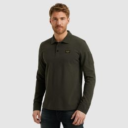 PME-Legend PME LEGEND Herren Langarm-Poloshirt, gr&uuml;n, Gr. M, unifarben, Web, Obermaterial: 95% Baumwolle, 5% Elasthan, Shirts, mit Logo Stickerei