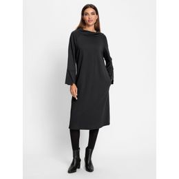 Heine Damen Jerseykleid, Schwarz, Gr. 46, Einfarbige Kleider, Material: Viskose