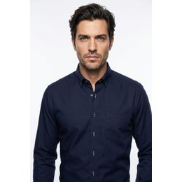 OLYMP Herren Langarmhemd "Luxor", blau, Gr. 41, Web, Obermaterial: 100% Baumwolle, Hemden, Businesshemd, comfort fit, Button-down-Kragen