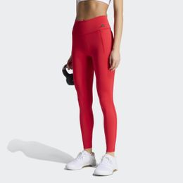 Damen Trainingstights "OPTIME WORKOUT FULL LENGTH LEGGINGS", rot, Gr. XL, adidas Performance, Obermaterial: 73% Polyester, 27% Elasthan, Hosen