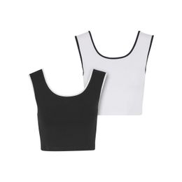 Urban Classics Damen T-Shirt "Urban Classics Ladies Contrast Cropped Top", schwarz-wei&szlig;, Gr. L, unifarben, 95% Baumwolle, 5% Elasthan, Shirts
