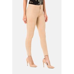 Cipo & Baxx CIPO & BAXX Damen Leggings "WD486", beige, Gr. 32, unifarben, 100% Polyester, Hosen, klassische Knopfverschluss