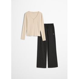 Marc O'Polo MARC O'POLO Damen Pyjama "Mix & Match Cotton", Gr. XS, beige, Jersey, Obermaterial: 95% Baumwolle, 5% Elasthan, Homewear-Sets