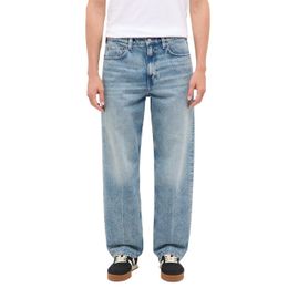 Mustang Herren Straight-Jeans "Herren Jeff Relaxed Straight", blau, Gr. 34, unifarben, Denim/Jeans, 100% Baumwolle, Jeans