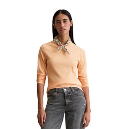 Marc O'Polo Damen Langarmshirt "aus Rippjersey", beige, Basic, Gr. XXS, MARC O'POLO DENIM, unifarben, Obermaterial: 96% Baumwolle, 4% Elasthan, Shirts