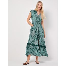 Apricot Damen Maxikleid "Maxikleid", gr&uuml;n, Gr. 36, gemustert, Obermaterial: 100% Viskose CV., Kleider, mit bestickter Bord&uuml;re