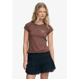 Superdry Damen Kurzarmshirt "ATH ESS SLUB GRAPHIC TEE", braun, Gr. L, bedruckt, Single Jersey, Obermaterial: 100% Baumwolle, Shirts, Baumwolle,