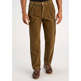 LINDBERGH Herren Cordhose "Cordhose Wide Fit", braun, Gr. XL, unifarben, Obermaterial: 98% Baumwolle, 2% Elasthan, Hosen