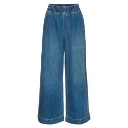 Buffalo Damen Schlupfhose, blau, Gr. 34, unifarben, Web, Obermaterial: 63% Baumwolle, 29% Lyocell, 8% Polyester, Hosen, mit Kontrastn&auml;hten, modische