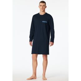 Schiesser Herren Nachthemd "Comfort Nightwear", Gr. 58800, blau, Single Jersey, Obermaterial: 100% Baumwolle, Kleider, seitliche Schlitze, weich,