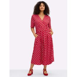 Damen Jerseykleid "Jersey-Kleid", rot, Gr. 54, sheego by Joe Browns, gemustert, gepunktet, Jersey, 92% Polyester, 8% Elasthan, Kleider