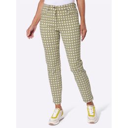 Inspirationen Damen Webhosesand, limone, bedruckt, Gr. 38, bedruckt, gemustert, mehrfarbig, 78% Viskose, 19% Polyamid, 3% Elasthan, Hosen