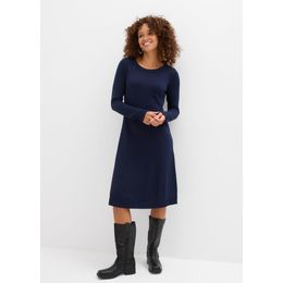 bonprix Damen Strickkleid "Strickkleid in ausgestellter Form", blau, Gr. 36, Obermaterial: 50% Baumwolle, 50% Polyacryl, Kleider, f&uuml;r den Alltag, aus