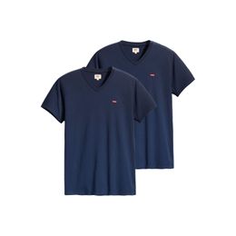 Levi's LEVI'S Herren T-Shirt "T-Shirt ORIGINAL HM VNECK 2P 2er Pack", blau, Gr. XXL, Obermaterial: 100% Baumwolle CO., Shirts