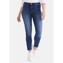 STOOKER WOMEN Damen 5-Pocket-Jeans "FLORENZ Modern Slim Fit 5-Pocket Hose", blau, Gr. 42, Denim/Jeans, 63% Baumwolle, 34% Polyester, 3% Elasthan,