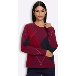 Heine Damen Strickpullover "Pullover"bordeaux, marine, gemustert, Gr. 36, bedruckt, gemustert, mehrfarbig, 74% Polyester, 15% Polyamid, 6% Wolle, 3%