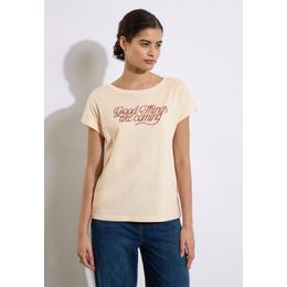 Damen T-Shirt, beige, Gr. 34, STREET ONE STUDIO, bedruckt, Web, 50% Baumwolle, 50% Modal, Shirts, im soften Baumwoll-Mix