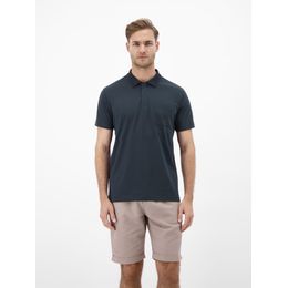 Lerros Herren Poloshirt, blau, Gr. XXL, unifarben, Single Jersey, Obermaterial: 75% Baumwolle, 25% Polyester, Shirts, mit Logo Stickerei