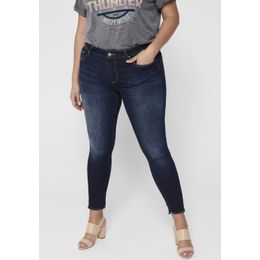 Only CARMAKOMA Damen Skinny-fit-Jeans "CARWILLY REG SK ANK JNS", blau, Gr. 48, Abriebeffekte, Jeans, Obermaterial: 94% Baumwolle, 4% Polyester, 2%