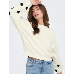 Only Damen Sweatshirt "ONLMACY L/S O-NECK BOX CC SWT", schwarz, Gr. M, bedruckt, Sweatware, Obermaterial: 60% Baumwolle, 40% Polyester, Sweatshirts,