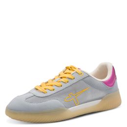 Tamaris Damen Sneaker, Gr. 39, grau, Lederimitat, Textil, Ziegenveloursleder, kontrastfarbene Details, Schuhe, Freizeitschuh, Halbschuh, Schn&uuml;rschuh