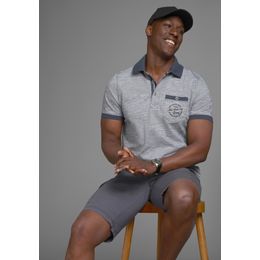 MAN'S WORLD MAN'S WORLD Herren Poloshirt, blau, Gr. M, meliert, Single Jersey, Obermaterial: 100% Baumwolle, Shirts, Kurzarm, Regular Fit, melierte Struktur,