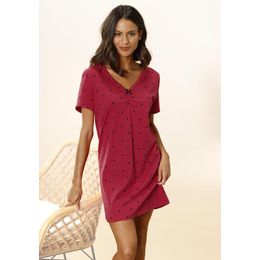 Damen Nachthemd, VIVANCE DREAMS BY LASCANA, Gr. 40, rot, Single Jersey, Obermaterial: 100% Baumwolle, gemustert, Kleider, mit Herzchen-Druck