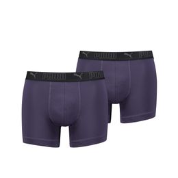Puma Herren Boxershorts "Puma MEN SPORT MICROFIBER BOXERS 2P", Gr. L, lila, Jersey, Obermaterial: 88% Polyester, 12% Elasthan, Unterhosen, mit