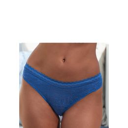 Vivance Damen Jazz-Pants-Slip, Gr. 32, blau, Spitze, Obermaterial: 83% Polyamid, 17% Elasthan, Unterhosen, aus Spitze mit Leo-Optik