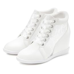 Lascana Damen Sneaker "Freizeitschuh, Halbschuh, Keilstiefelette, Stiefelette", Gr. 42, wei&szlig;, Obermaterial: 100% Lederimitat. Decksohle: 100%