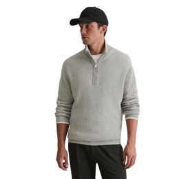 Marc O'Polo MARC O'POLO Herren Troyer, grau, Gr. S, Strick, Obermaterial: 71% Baumwolle, 19% Schurwolle, 10% Polyamid, Pullover, l&auml;ssiger Bi-Color-Effekt