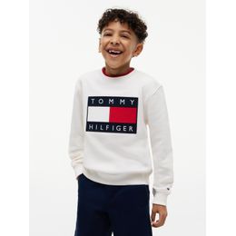 Tommy Hilfiger M&auml;dchen Sweatshirt, wei&szlig;, Gr. 5, unifarben, Sweatware, Obermaterial: 100% Baumwolle, Sweatshirts, Regular Fit, Kinder bis 16 Jahre,