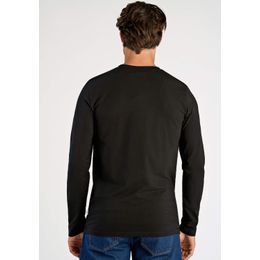 LINDBERGH Herren Langarmshirt "T-Shirt (Langarm) Relaxed Fit", schwarz, Gr. M, unifarben, Obermaterial: 95% Baumwolle, 5% Elasthan, Shirts