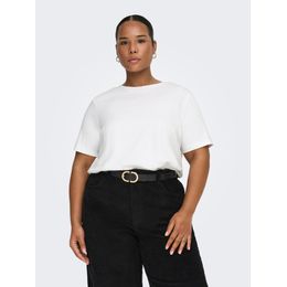 Only CARMAKOMA Damen T-Shirt "CARJEN SS JEANS TEE JRS"hellwei&szlig;, Gr. S, unifarben, Jersey, Obermaterial: 100% Baumwolle, Shirts, Baumwolle, regular fit