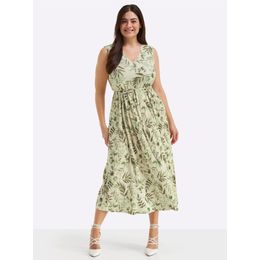 sheego Damen Maxikleid "Jersey-Kleid"champagner, pistazie, gemustert, Gr. 54, bedruckt, gemustert, Jersey, 92% Polyester, 8% Elasthan, Kleider