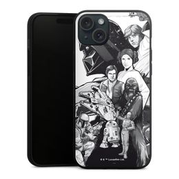 DeinDesign iPhone 15 Plus Handy Premium Silikon H&uuml;lle Handyh&uuml;lle schwarz Case Star Wars Official Licensed Product Darth Vader Silikon Premium Case
