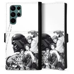 DeinDesign Galaxy S22 Ultra Handy Klapph&uuml;lle Handyh&uuml;lle aus Kunst Leder schwarz Flip Case Star Wars Official Licensed Product Darth Vader Sideflip mit langer 