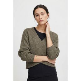 Pieces Damen Wickelpullover "PCSILLY LS REV WRAP KNIT NOOS BC", braun, Gr. L, meliert, unifarben, Strick, Obermaterial: 90% Polyester, 5% Wolle, 5%